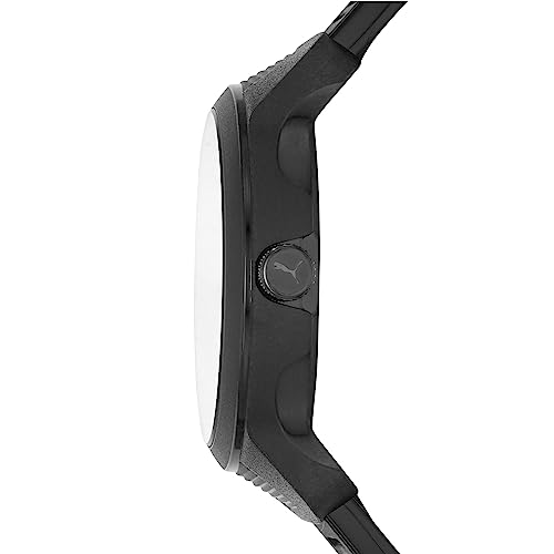 PUMA Men's Reset V2 Three Hand Black Polyurethane Band Watch (Model: P5004)