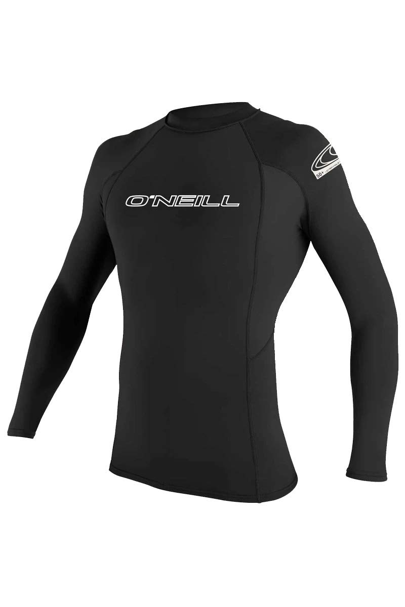 O'Neill Wetsuits Men's Basic Skins UPF 50+ Long Sleeve Rash Guard, Black, 2XL