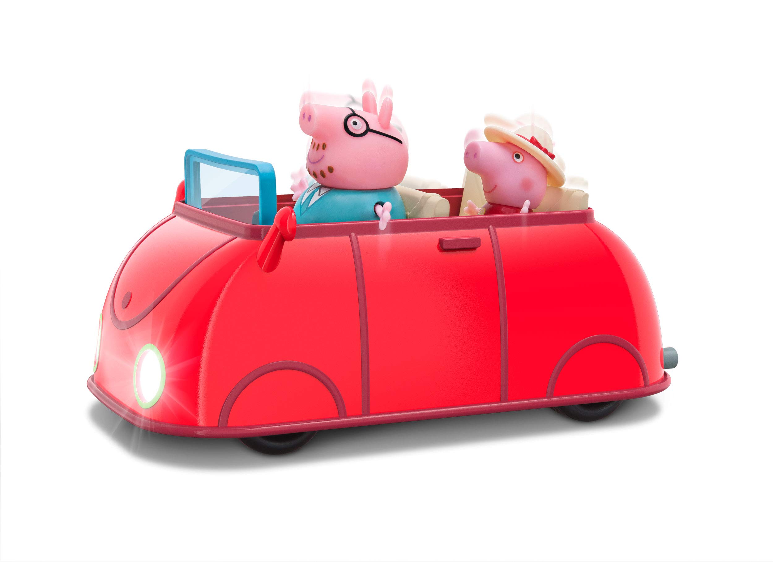 Peppa Pig Lights & Sounds Family Fun Car Vehicle Playset, 3 Pieces - Includes Interactive Red Car with Peppa and Daddy Pig Figures - Toy Gift for Kids - Ages 2+