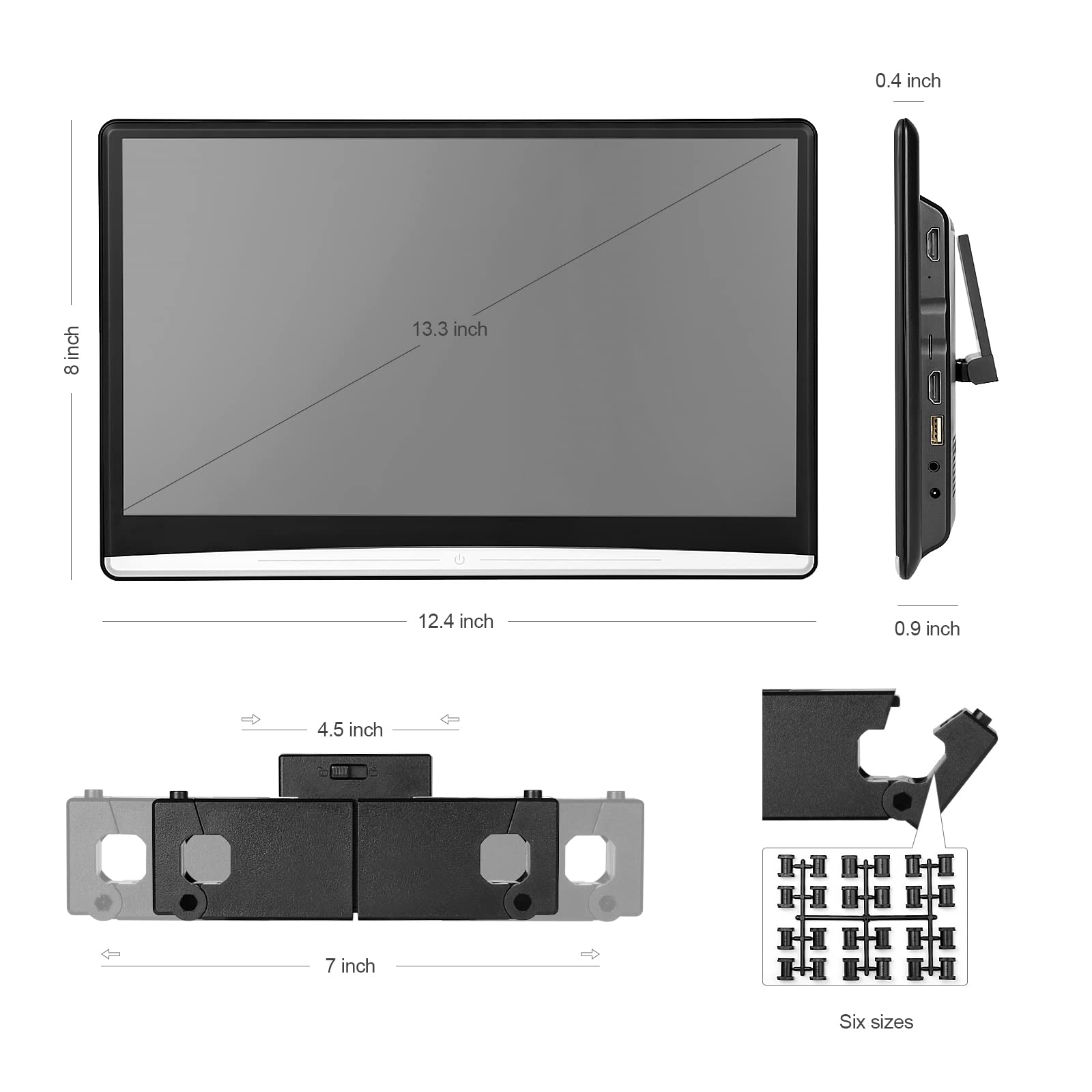 Ventray 13.3 Inch Android 10 Car Headrest Video Player, Universal Backseat TV Monitors, Touch Screen Car TV with WiFi, Bluetooth, HDMI in/Out, USB/TF, 3G Ram + 16G ROM
