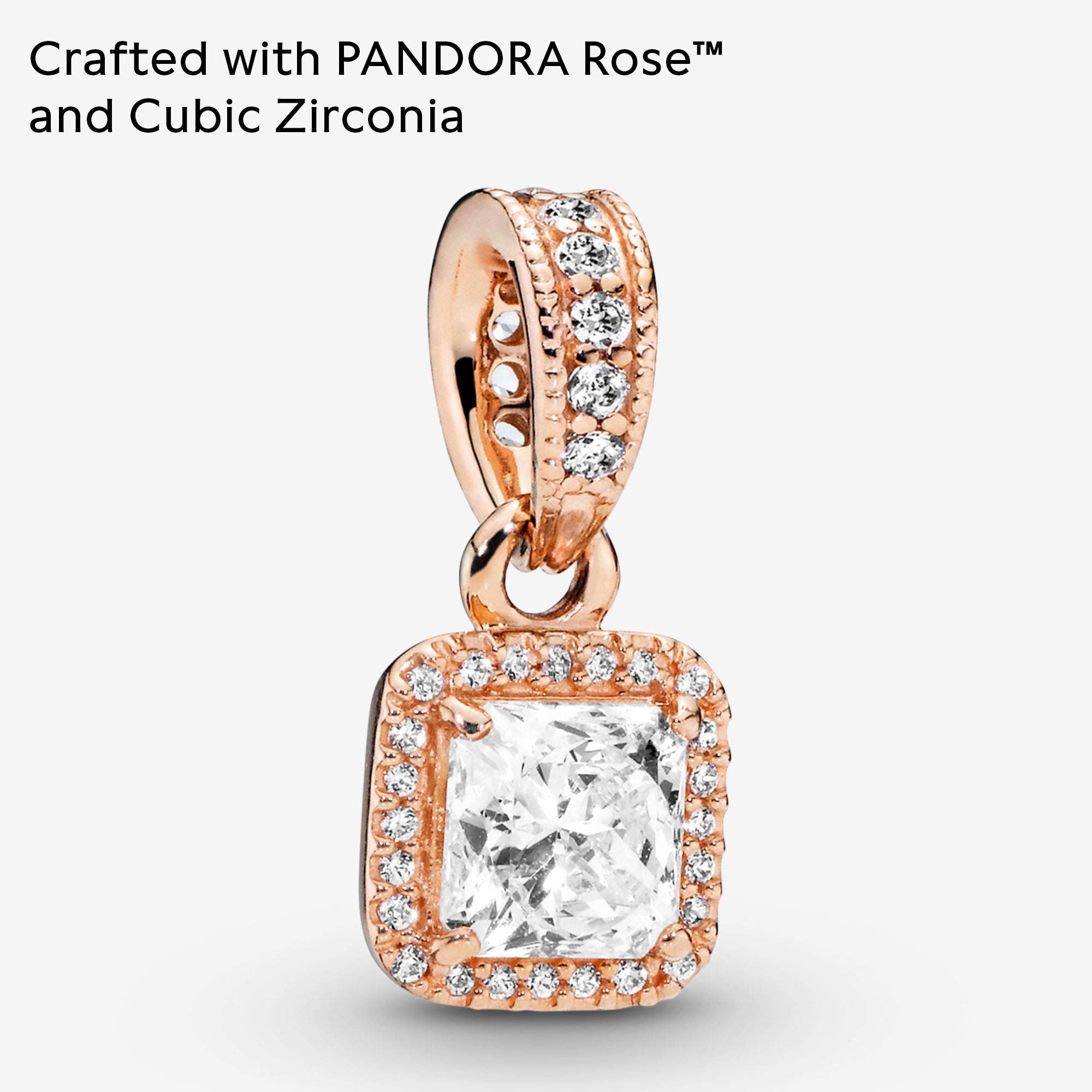 Pandora Jewelry Square Sparkle Halo Cubic Zirconia Necklace in Rose
