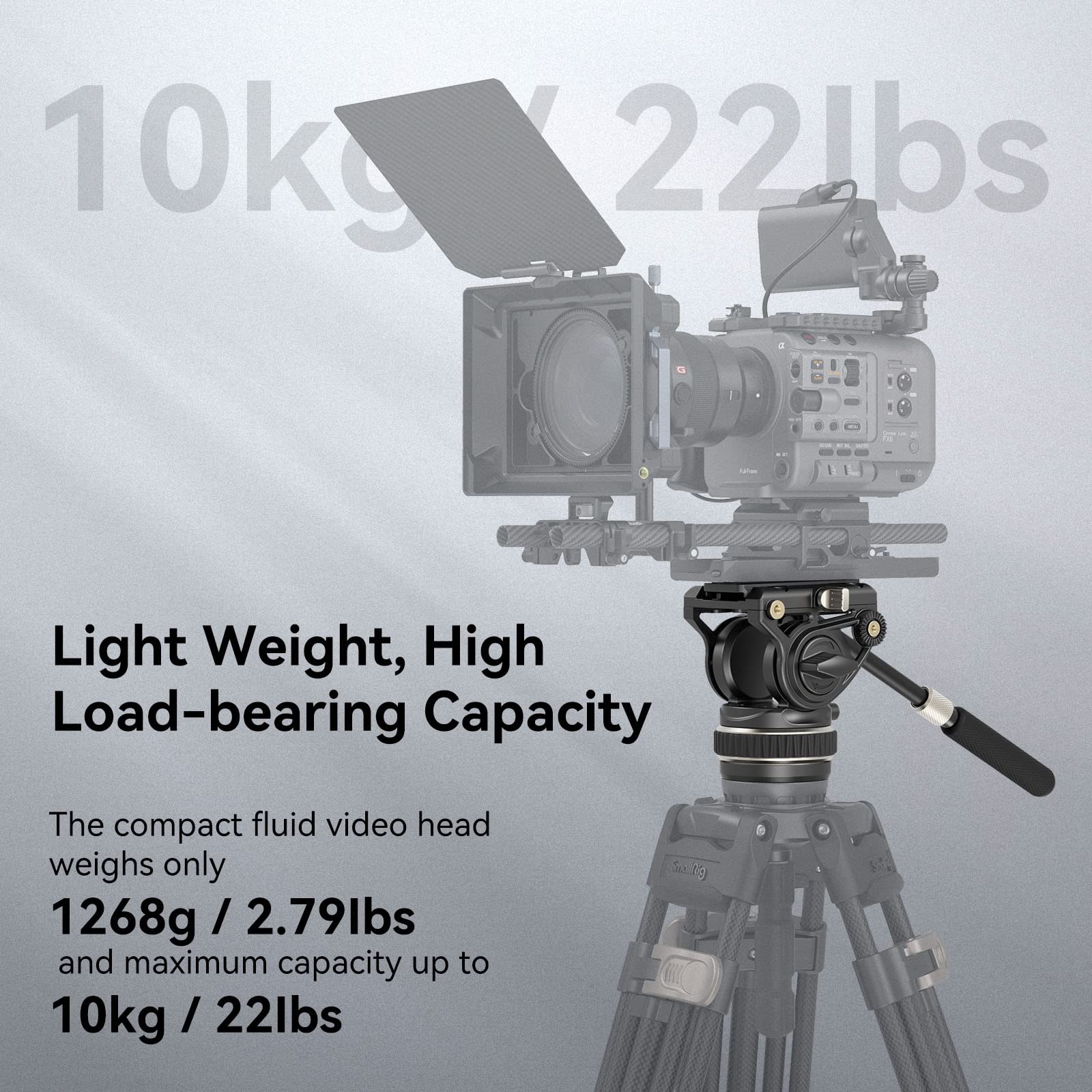 SmallRig DH10 Heavy Duty Tripod Fluid Video Head with Flat Base and Adjustable Handle, Quick Release Plate for Manfrotto Video Head Mount Plate, Load up to 22Ibs, for Video Cameras, DSLR Cameras 4165