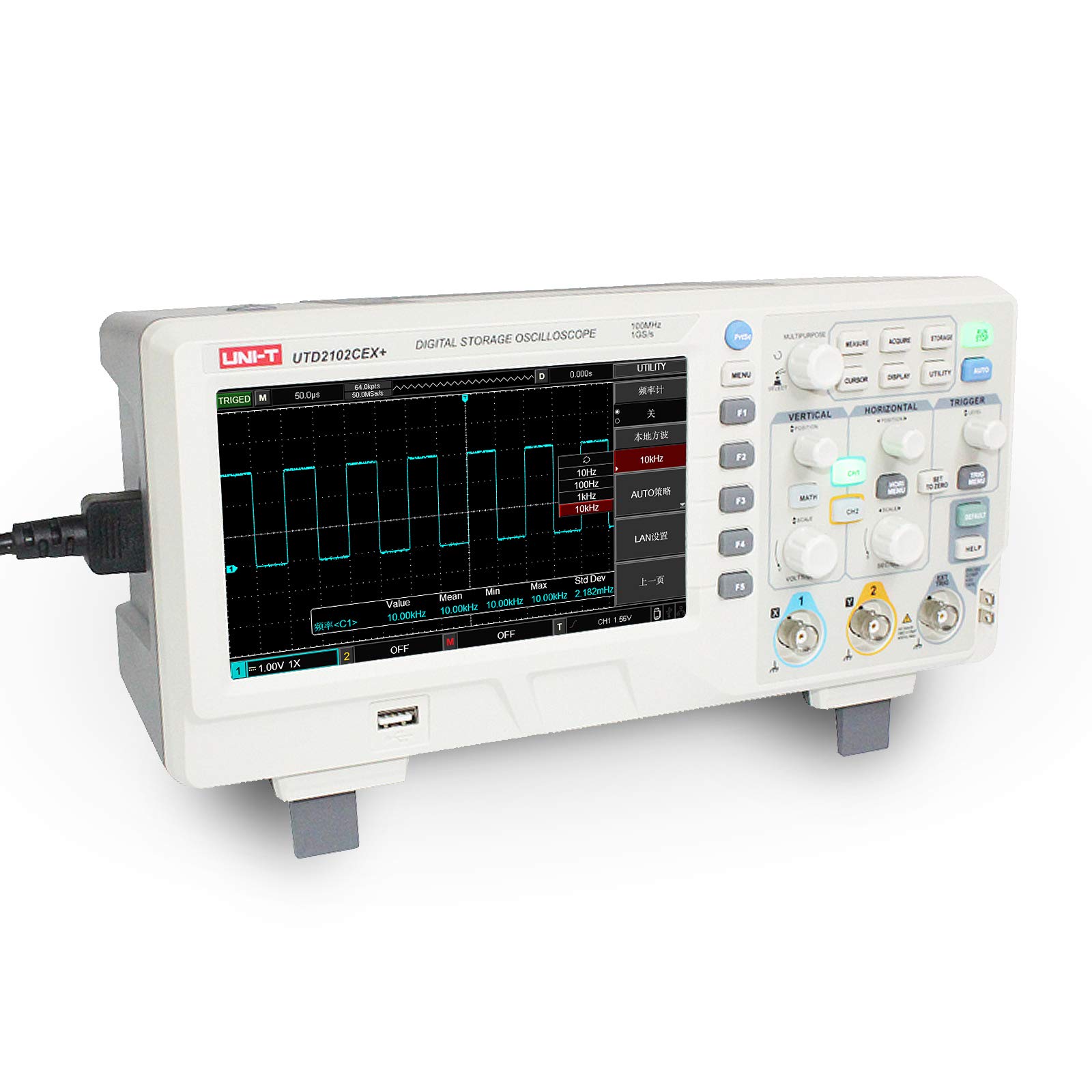 UNI-T UTD2102CEX+ High-Precision 100MHz Desktop Digital Storage Oscilloscope for Laboratory and Electronic Repair Waveform Tester