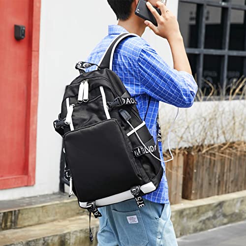 QHRIDS Fashion Laptop Backpack 15.6 Inch with USB Charging Port Travel Outdoor Casual Daypacks Sports Bag College Large Backpacks for Women Men