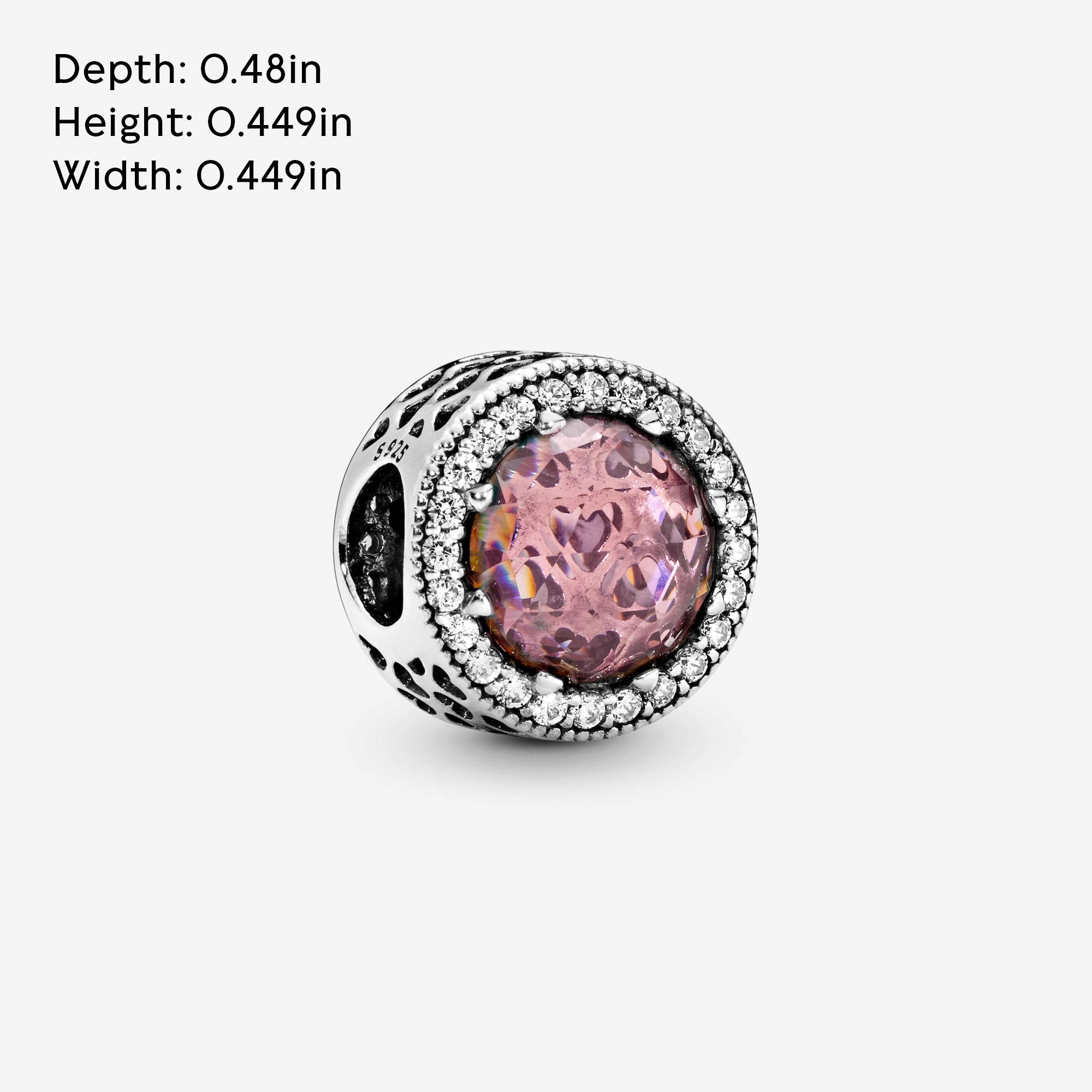 Pandora Jewelry Rose Radiant Hearts Crystal and Cubic Zirconia Charm in Sterling Silver