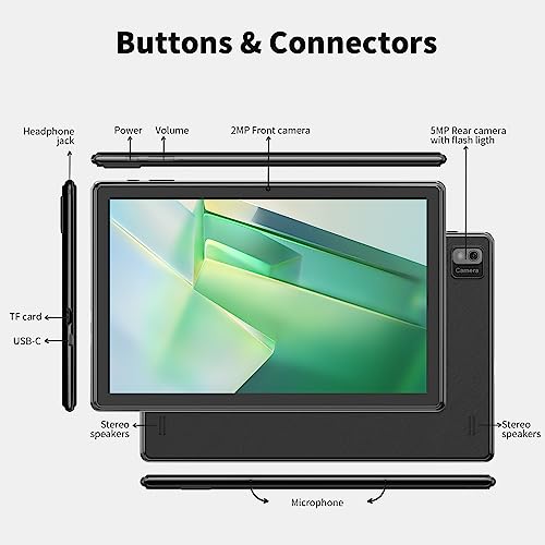 SGIN 10 Inch Tablet with 1280 * 800 Pixel HD IPS Display, 4GB RAM 64GB ROM Android 12 Tablets Computer with Octa-Core 2.0Ghz Processor, 2MP+5MP Dual Camera, 6000mAh, GPS, WiFi, Bluetooth 5.0