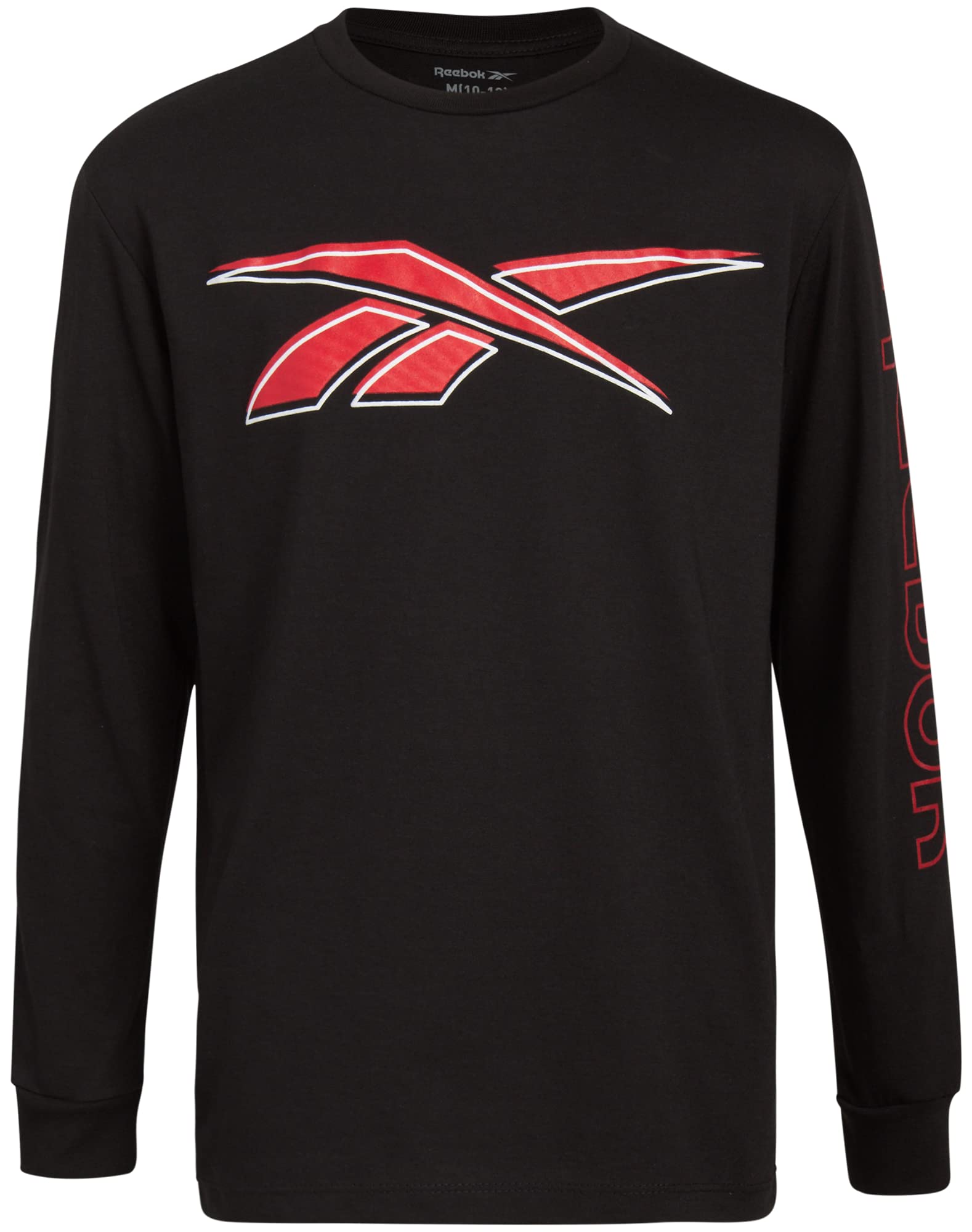 Reebok Boys' T-Shirt - Long Sleeve Logo Tee (Size: S-XL), Size 8, Black Vector