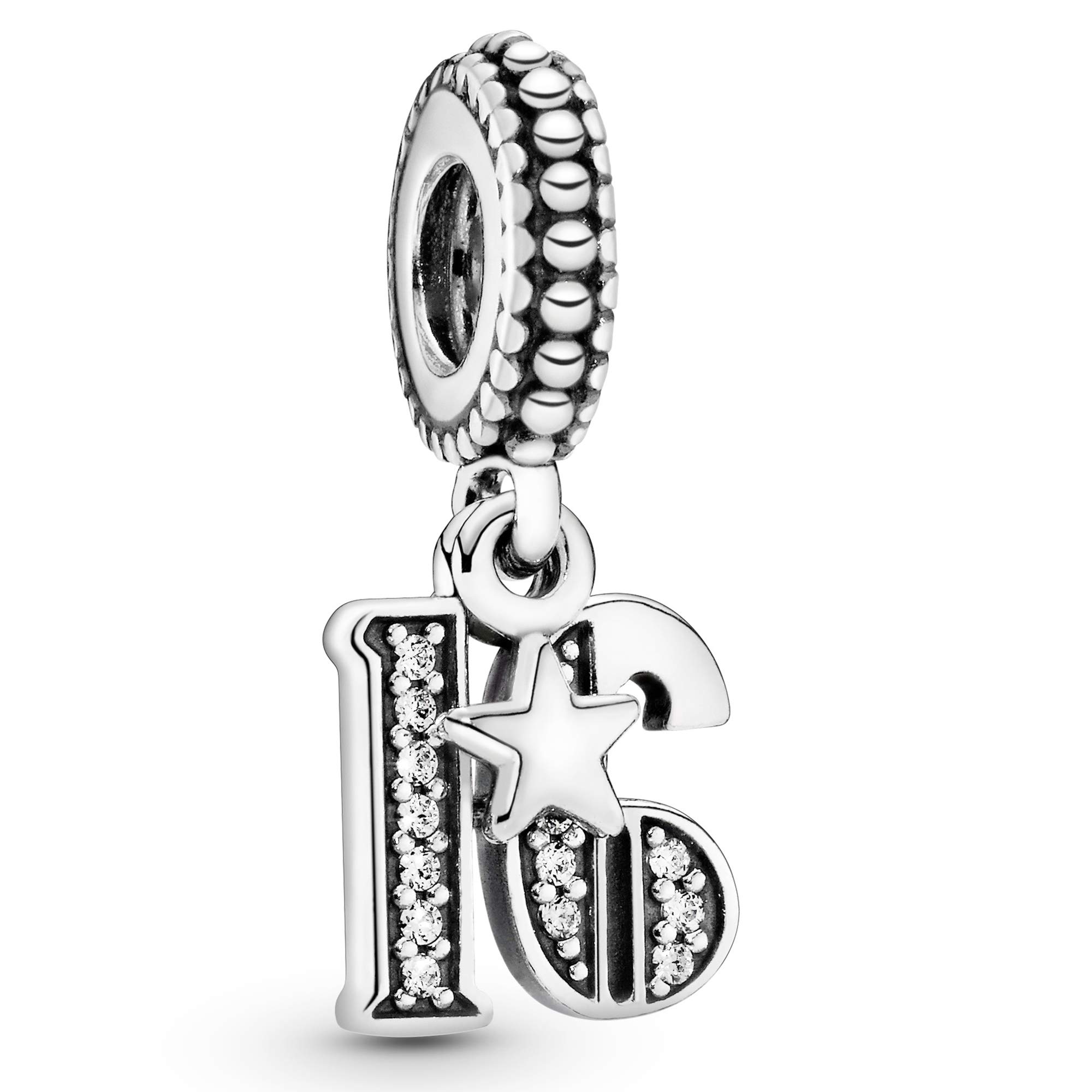 Pandora Jewelry 16 Years of Love Cubic Zirconia Charm in Sterling Silver, No Box