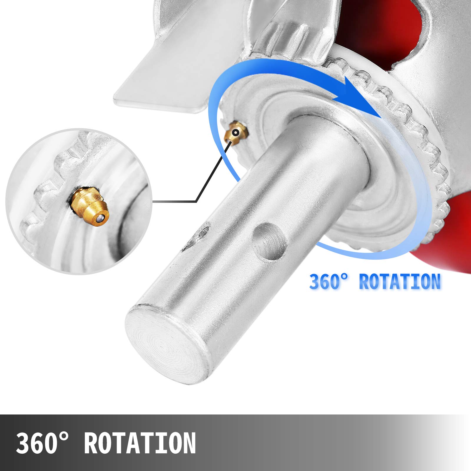 OrangeA Scaffold Casters, 8" (Set of 4) - Scaffolding Wheels Heavy Duty, 4400 Lbs Per Set - Stem Swivel Casters with Brake, Red Polyurethane - Replacement for Scaffold, Shelves, Workbench