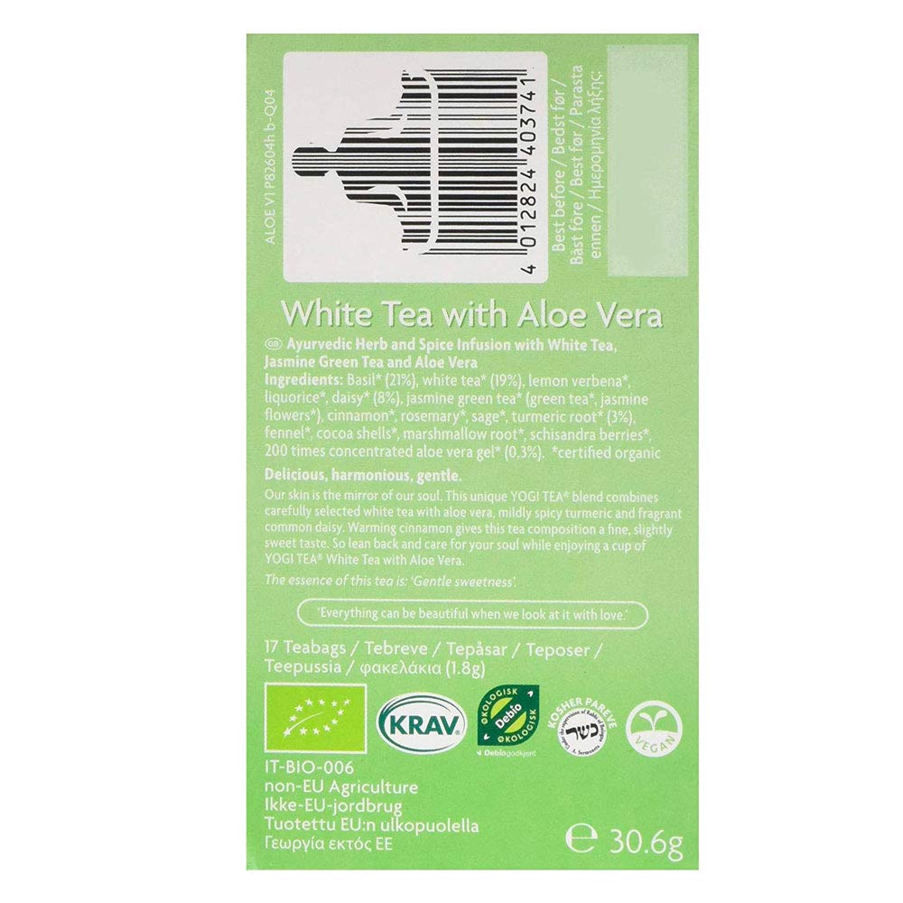 Yogi Tea White Tea Aloe Vera Organic Tea 17 Bags