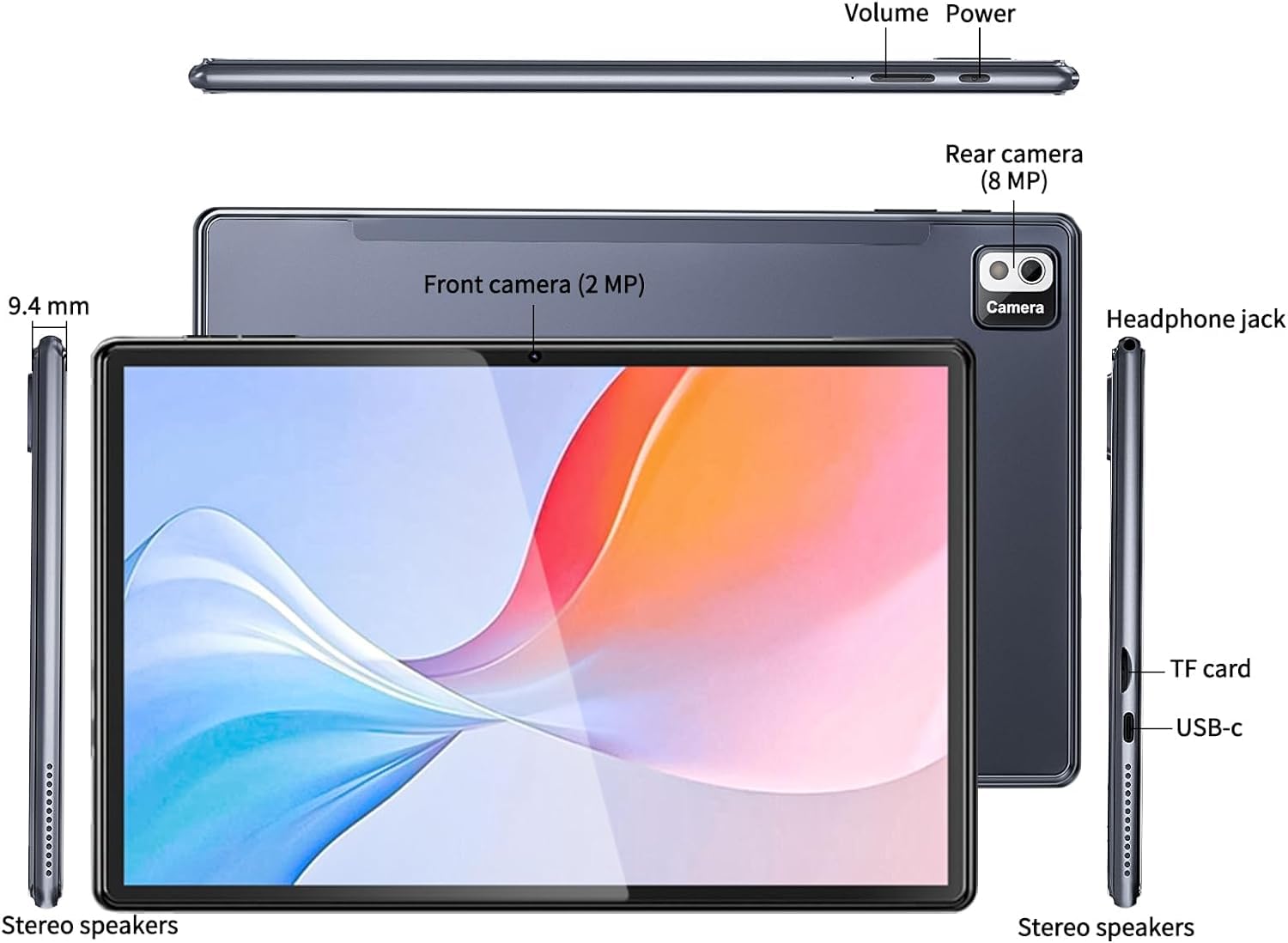SGIN Android 13 Tablet, 4GB RAM 128GB ROM 10.1 Inch Tablets with Octa-Core 2.0Ghz Processor, 1280 * 800 Pixel IPS Screen, 2MP+8MP Camera, 6000mAh, WiFi, Bluetooth 5.0
