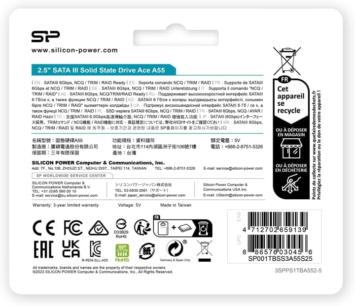 Silicon Power SSD 1TB 3D NAND A55 SLC Cache Performance Boost 2.5 inch SATA III 7mm (0.28") Internal Solid State Drive