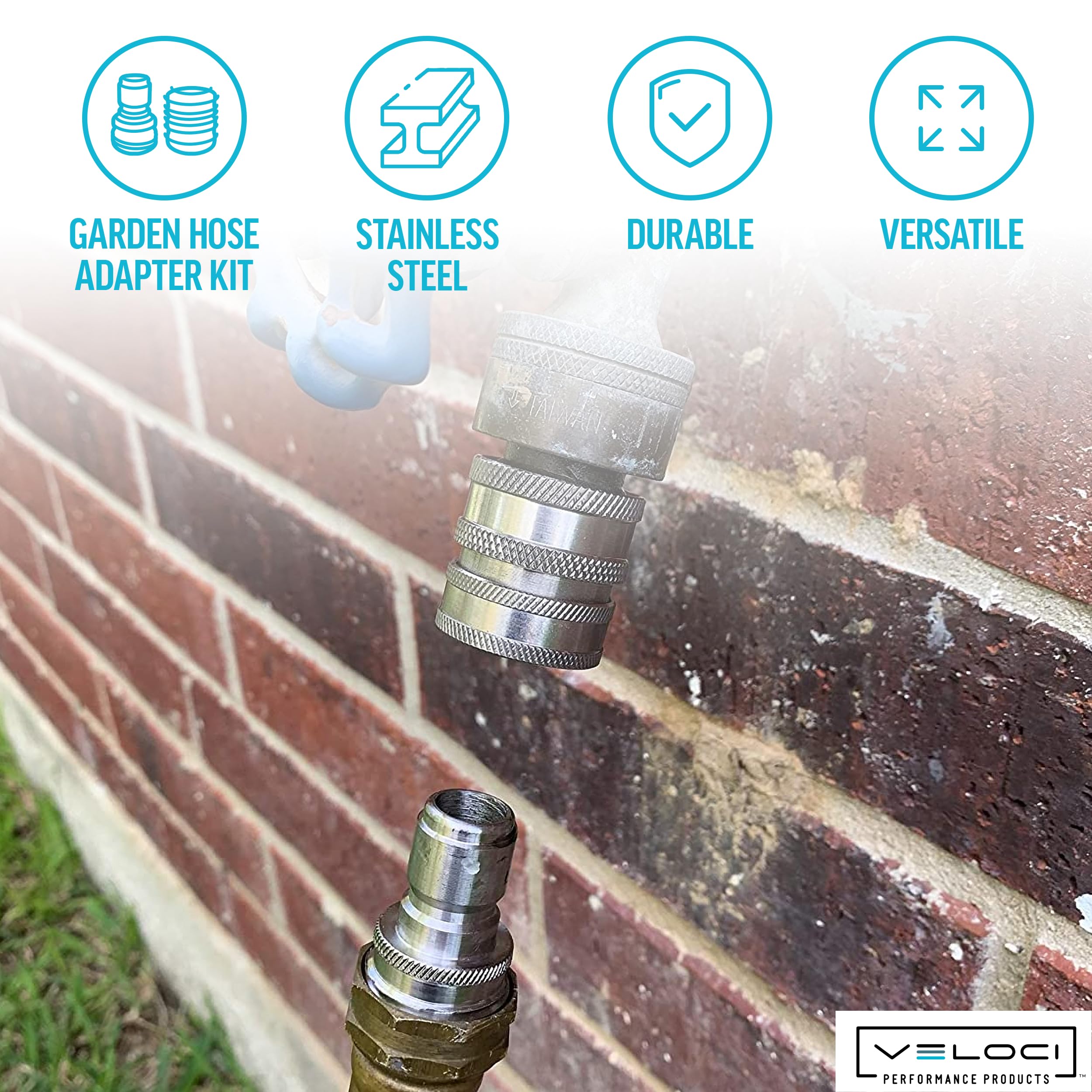 MTM Hydro Garden Hose Adapter 6 Piece 3/4” Quick Connect Fittings Kit, Stainless Steel High Pressure Couplings and Connectors for Pressure Washers and Car Detailing, 3x3