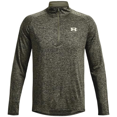 Under Armour Men's Tech 2.0 1/2 Zip-Up T-Shirt , (391) Marine OD Green / Black / White, X-Large Tall