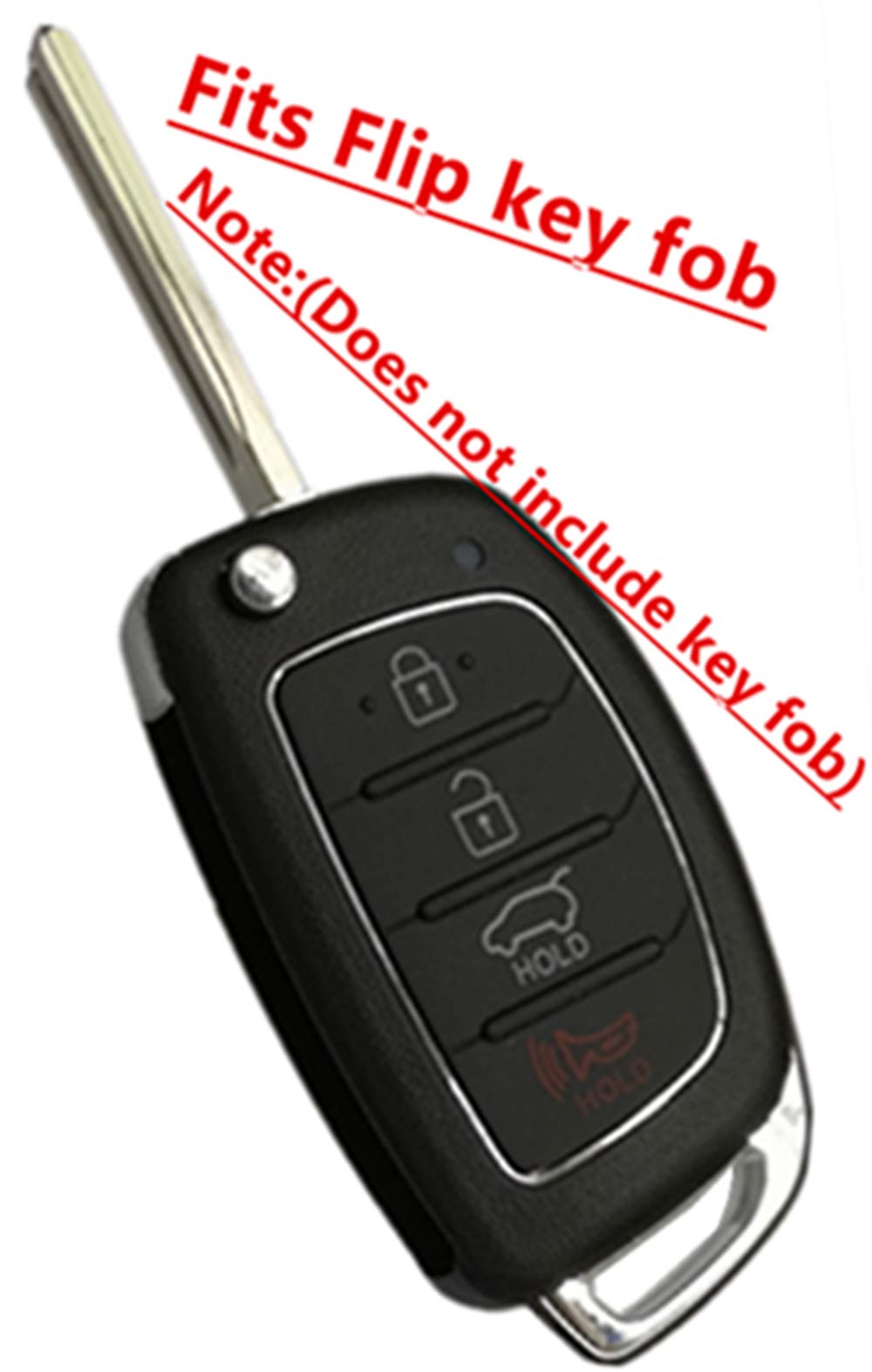RUNZUIE 4 Buttons Silicone Flip Folding Remote Key Fob Cover Protector Shell Compatible with Hyundai Santa Fe Pink (Not Fit The Smart Key Fob)