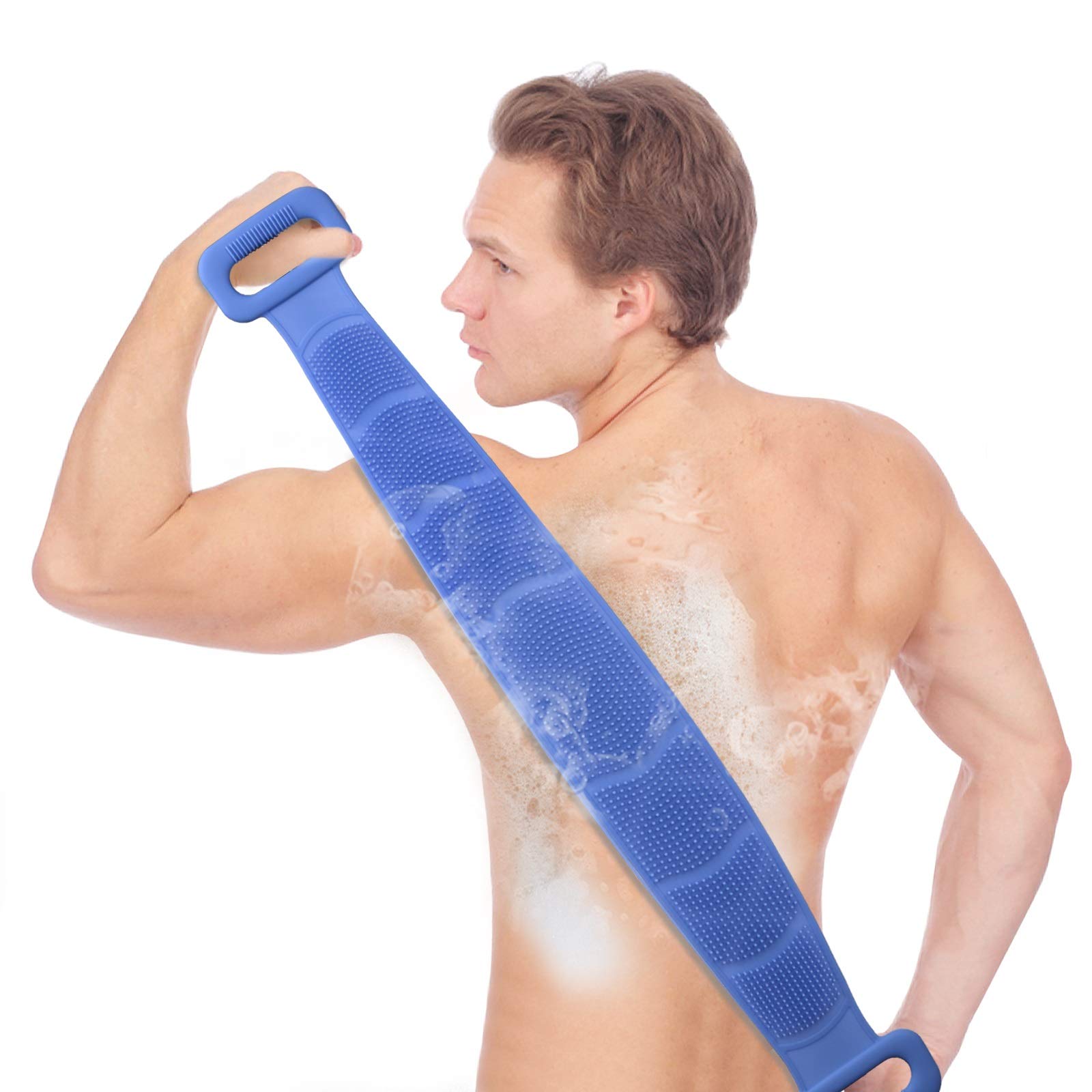 Silicone Back Scrubber for Shower - 31.5" Extra Long Extra Large Body Scrubbers for Men&Women, Exfoliating Massage Bath Body Brush