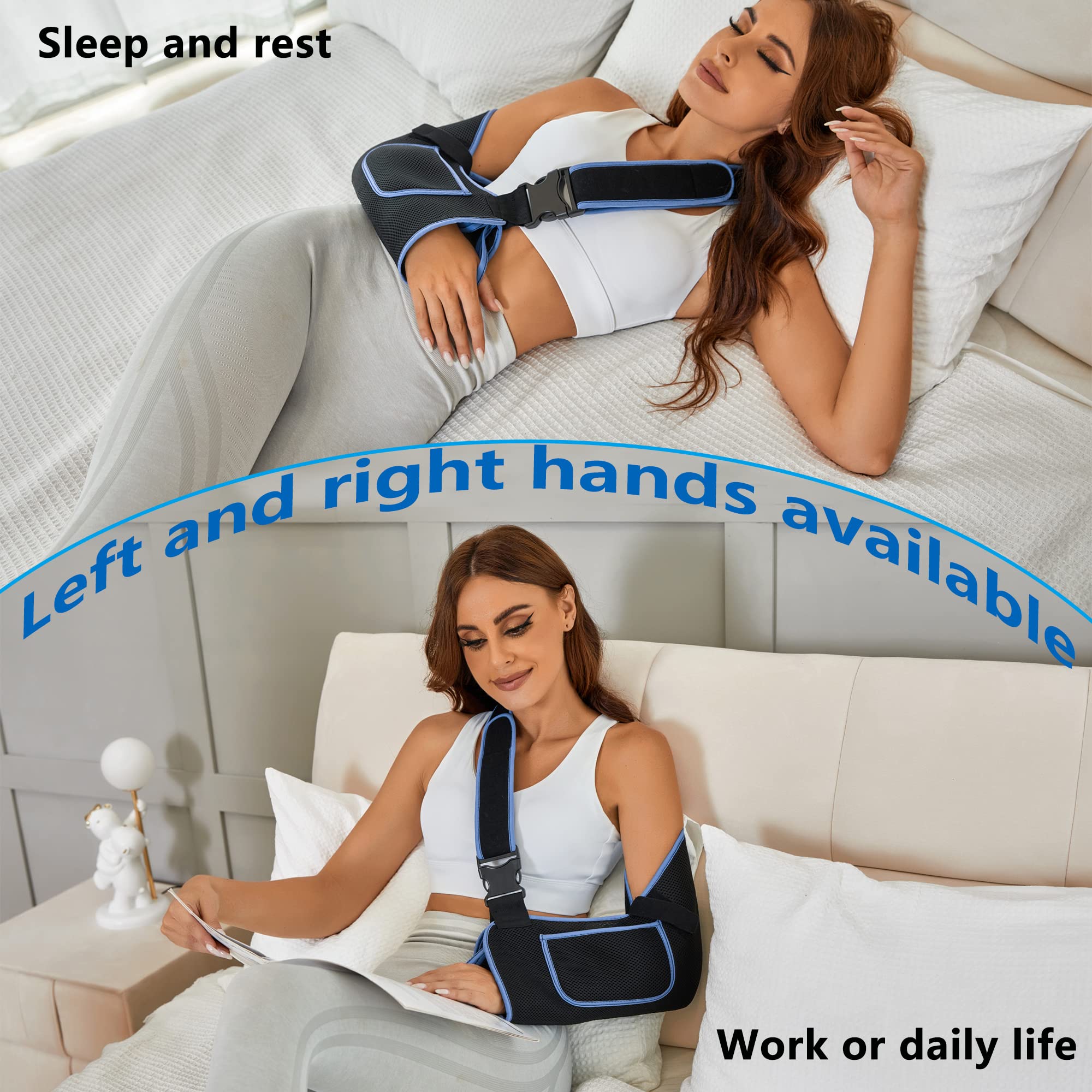 VISKONDA Arm Sling Shoulder Immobilizer-Rotator Cuff Support Brace-Comfortable Medical Sling for Shoulder Injury,Left and Right Arm,Men and Women,for Broken,Dislocated,Fracture,Strain(Large)