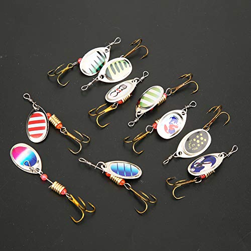 Yeuipea Fish Hook Set, Rotating Metal Sequins Fish Hook Artificial Fishing Lures Bait Fishing Tackle Accessory
