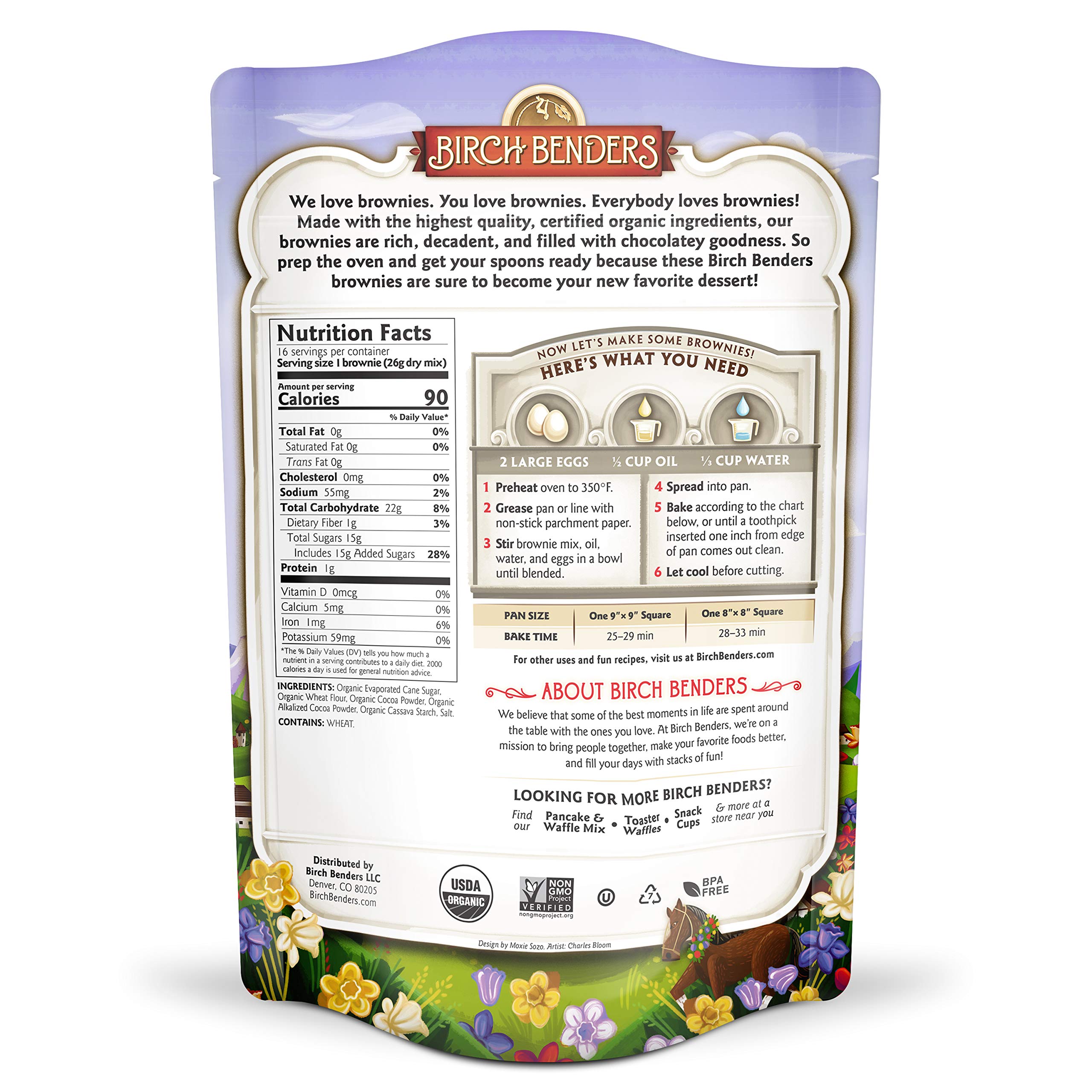 Organic Chocolate Cake, Organic Classic Yellow Cake, and Organic Ultimate Fudge Brownie Mix Variety Pack by Birch Benders, 3 Pack (15.2oz each)