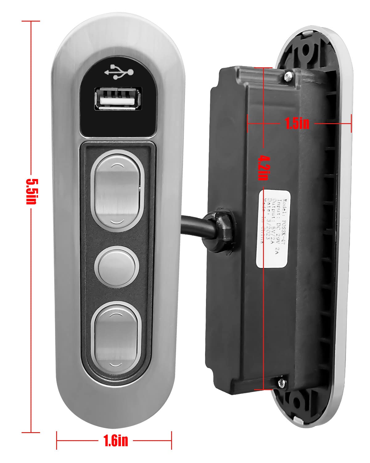 Qnbes Hand Control Handset with USB for Dual Moto Lift Chairs Power Recliners, 5 Button 5 Pin Fit for Okin Dewert Kaidi Limoss RMT and More