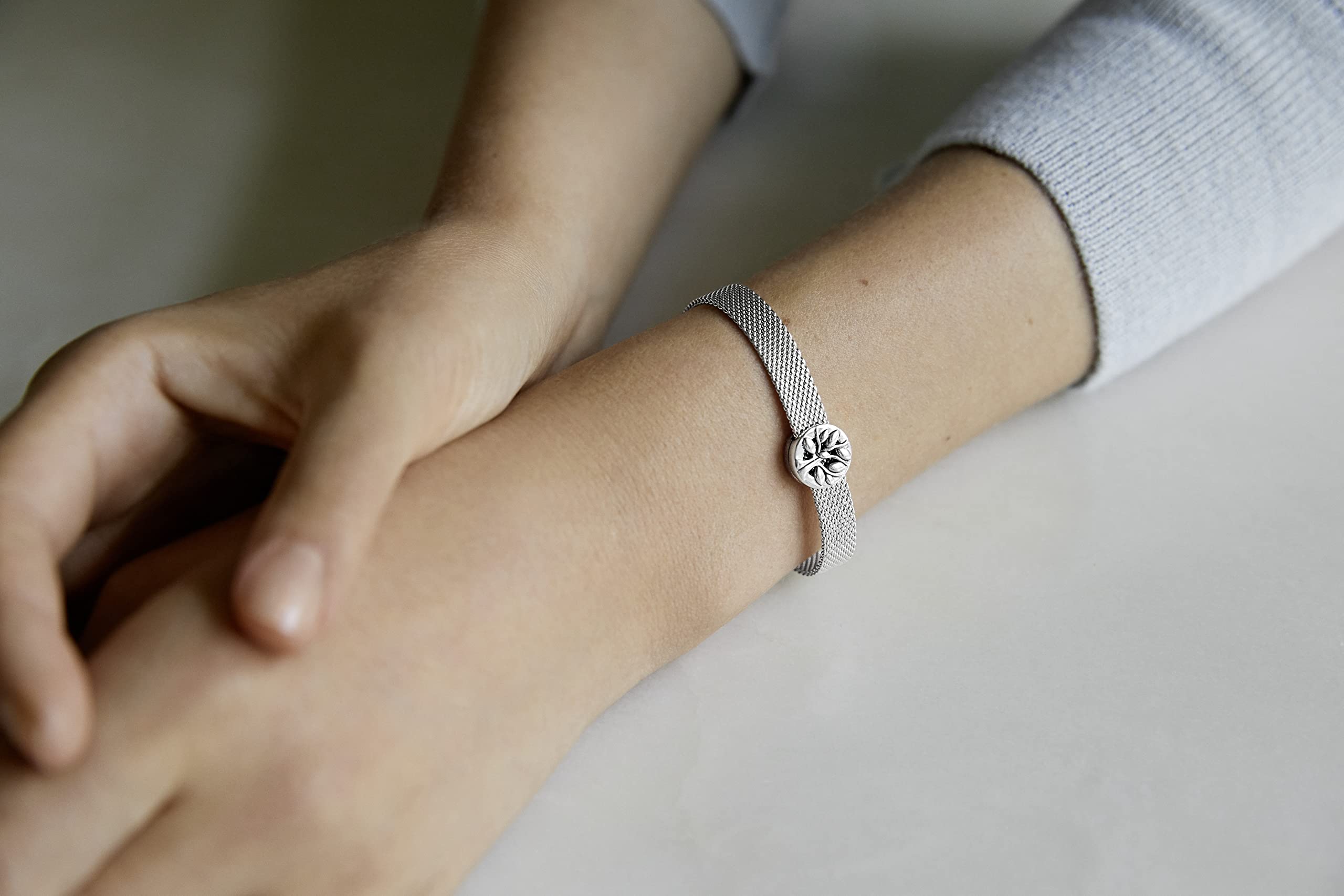 Pandora Reflexions Mesh Bracelet - Sterling Silver Charm Bracelet for Women - Compatible Reflexions Charms - Features Sterling Silver - 6.7"