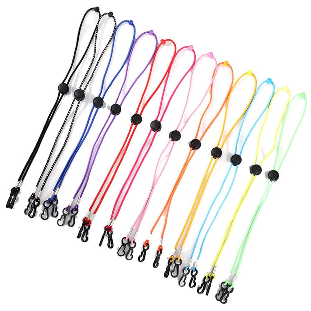 Tvoip 12Pcs Mixed Color Hat Chin Cord with Adjustable Cord Fastener - Unisex Removable Sun Hat Chin Strap with Spring Loaded Stop Cord Lock, Windproof Buckle Retaining Clip