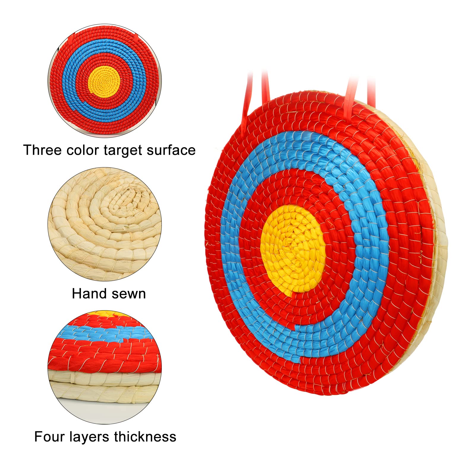 VHIONER Archery Targets for Backyard, Traditional Handmade Solid Straw Archery Target 3 Layer 20 Inch