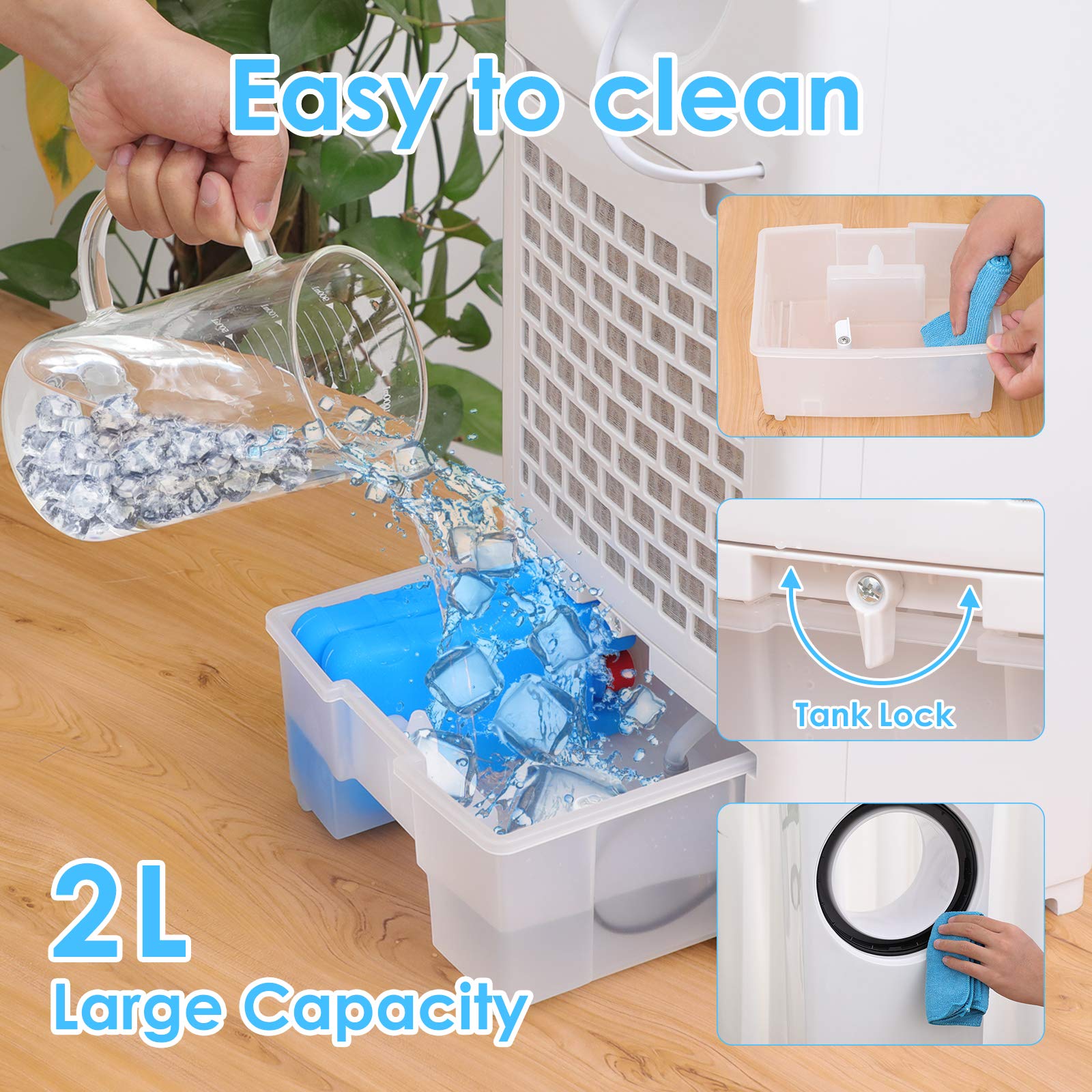 Personal Air Conditioner Fan, Portable Air Cooler, Mini Air Conditioner Evaporative Cooler For Desk Top With 2H/4H Timer, Adjustable 3 Speeds Misting Personal Space Cooler For Home, Office
