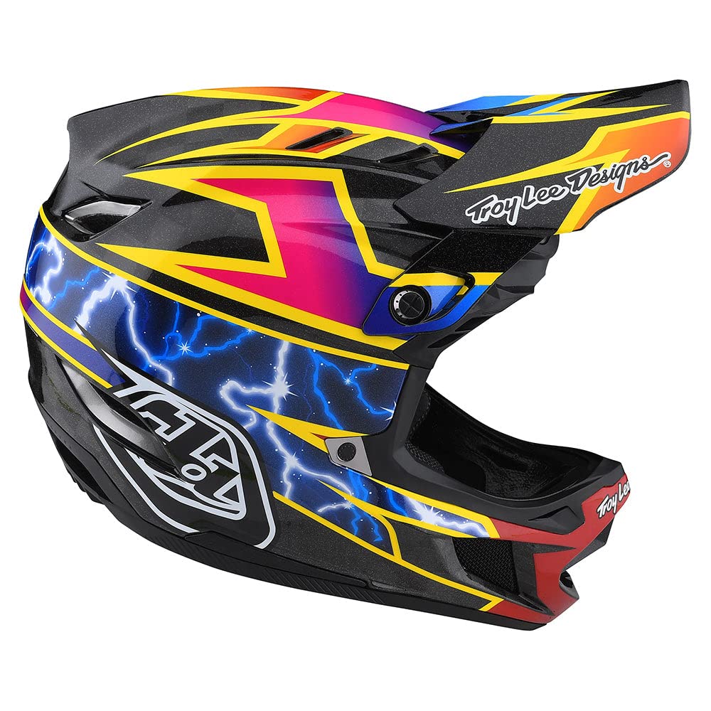 Troy Lee Designs D4 Carbon Full Face Bicycle Helmet for Max Ventilation Lightweight MIPS EPP EPS Racing Downhill DH BMX MTB - Adult Men Women - Lightning Black, X-Large