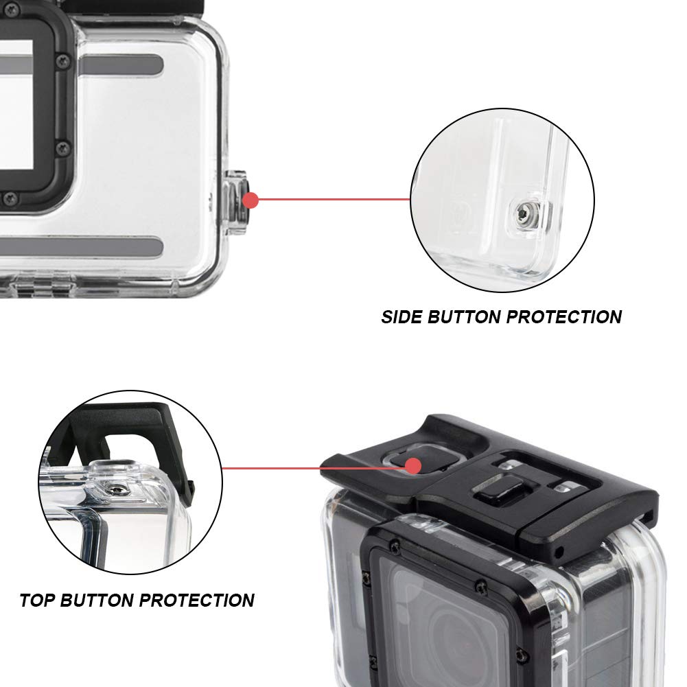 ParaPace Waterproof Housing Case for GoPro Hero 7 White/Silver,Protective 45m Underwater Dive Case Shell with Replaceable Touch Back Cover for GoPro Camera Accessories
