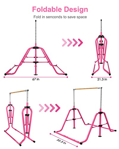 Tenpeek Gymnastics Bars for Home, Kids Expandable Gymnastic Bars, Adjustable Height Gymnastic Horizontal Bars,Expandable Kip Junior Training Bar