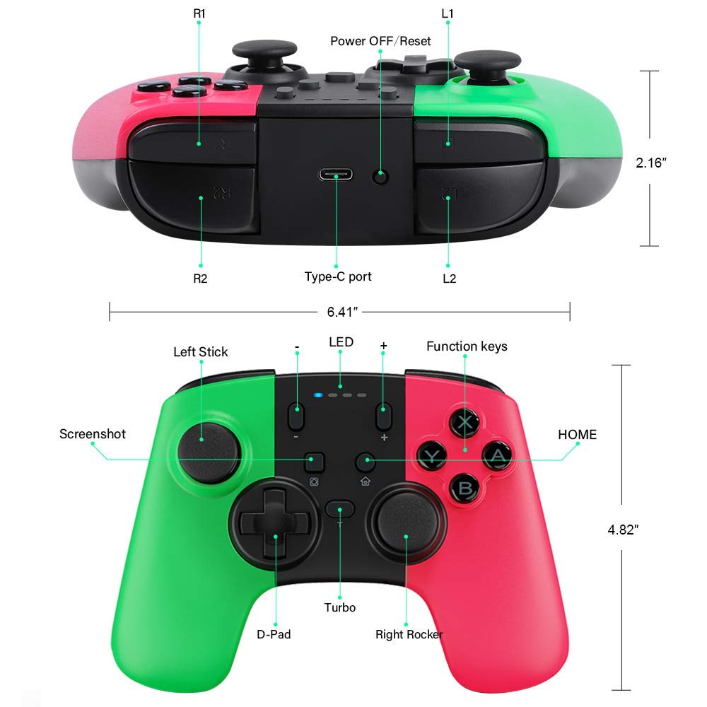 STOGA Wireless Controller for Switch/Lite/OLED, Remote Pro Controller for Switch Console, Game Controller Supports Gyro Axis, Turbo and Dual Vibration