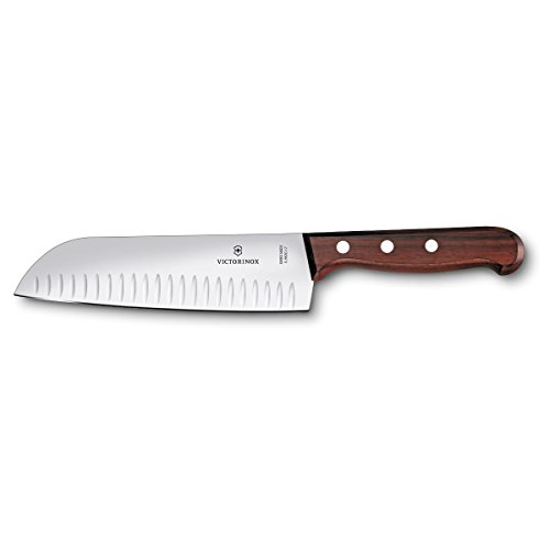 Victorinox 7 Inch Rosewood Santoku Knife with Granton Blade (6.8520.17RUS3)