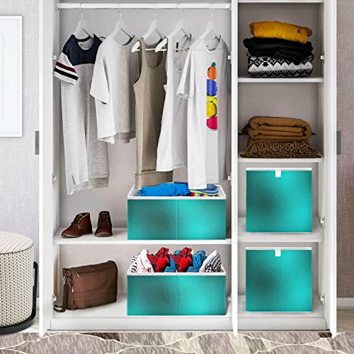 Teal Storage Basket Storage Bin Square Collapsible Nursery Hamper Decorative Storage Boxes Organizer for Nursery Toys Kids Room