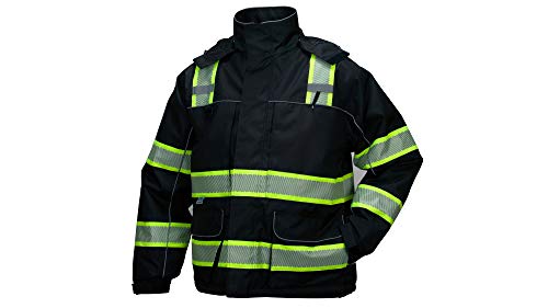 Pyramex RPB35 Series Teflon Coated Waterproof Black Parka ANSI Type O Class 1 With Quilted Lining Large
