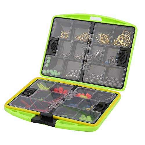 Yeuipea Fishing Tool Set Box,Fish Lure Beads Bait Jig Hook Swivels Tackles Set with Box for Sea Fishing