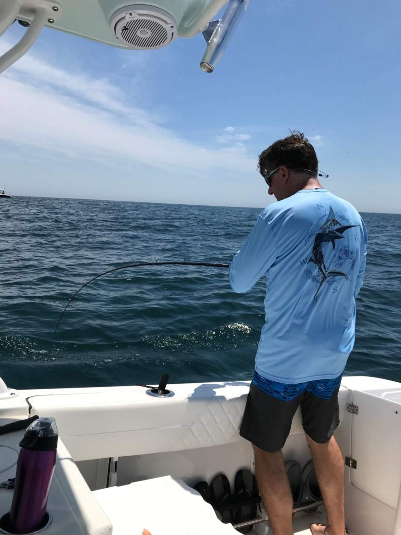 Rattlin Jack Men's UV Sun Protection Sport Fishing Shirt Marlin Gold XL Teal