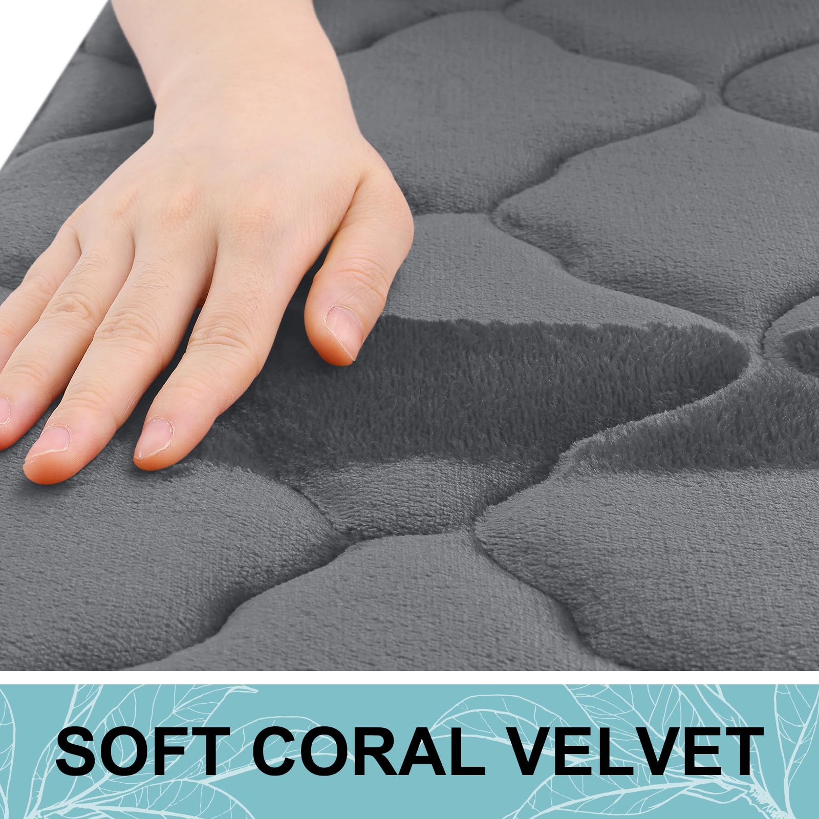 OLANLY Memory Foam Bath Mat Rug 24x16, Ultra Soft Non Slip and Absorbent Bathroom Rug, Machine Wash Dry, Comfortable, Thick Bath Rug Carpet for Bathroom Floor, Tub and Shower, Dark Grey