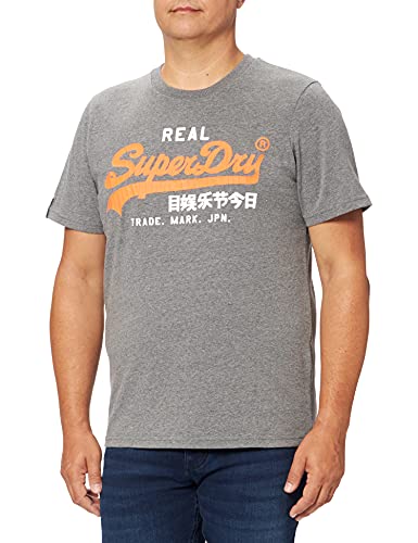 Superdry Mens Vintage Logo American Classic T-Shirt, Relaxed Fit Rich Charcoal Marl Size XL