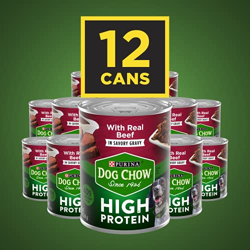 Purina Dog Chow High Protein Gravy Wet Dog Food, High Protein With Real Beef - (12) 13 oz. Cans