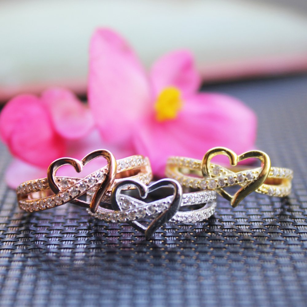 Oxford Diamond Co Cubic Zirconia Infinity Heart .925 Sterling Silver Ring Sizes 3-12 (11)