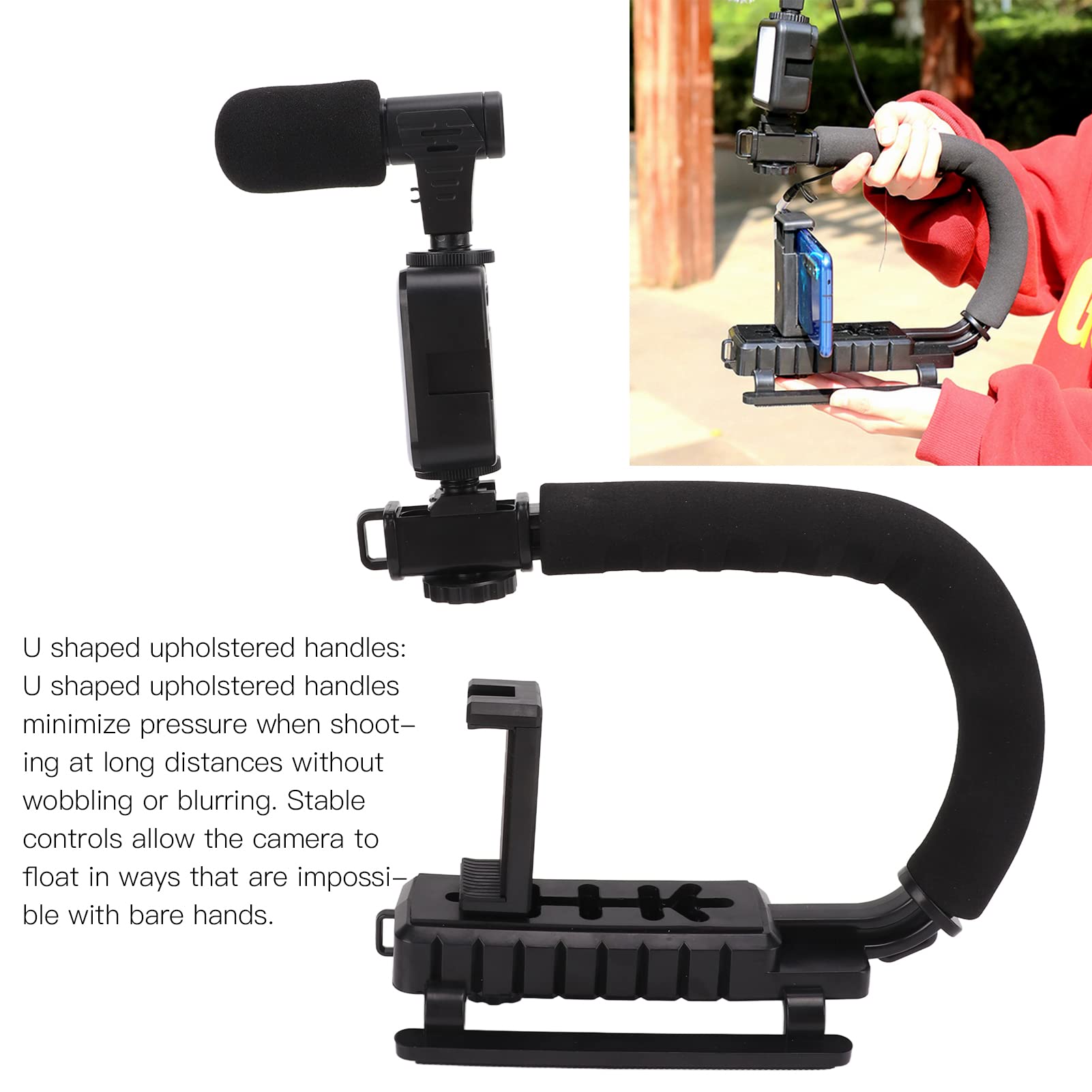 U Shape Camera Stabilizer, 1/4 inch Thread Handheld Camera Stabilizer Hot Shoe Interface for Outdoor for Shooting