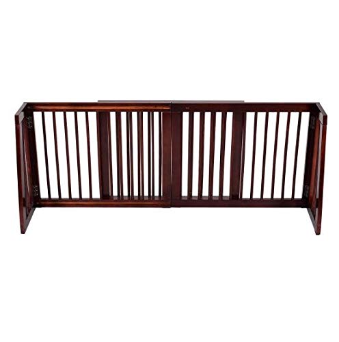 Pet Gate Folding Adjustable Free Standing 3 Panel Wood Fence