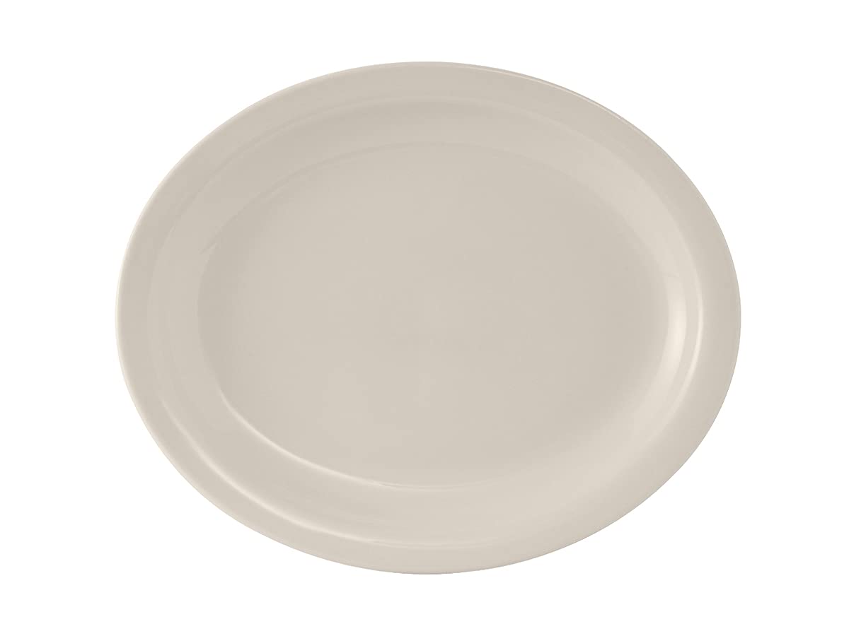 Tuxton China Oval Platters, TNR-013, 11-1/2" x 9-1/8", Narrow Rim, Microwave & Dishwasher Safe, Oven Proof, Fully vitrified, Ceramic, Nevada, American White/Eggshell, (CASE OF 12)