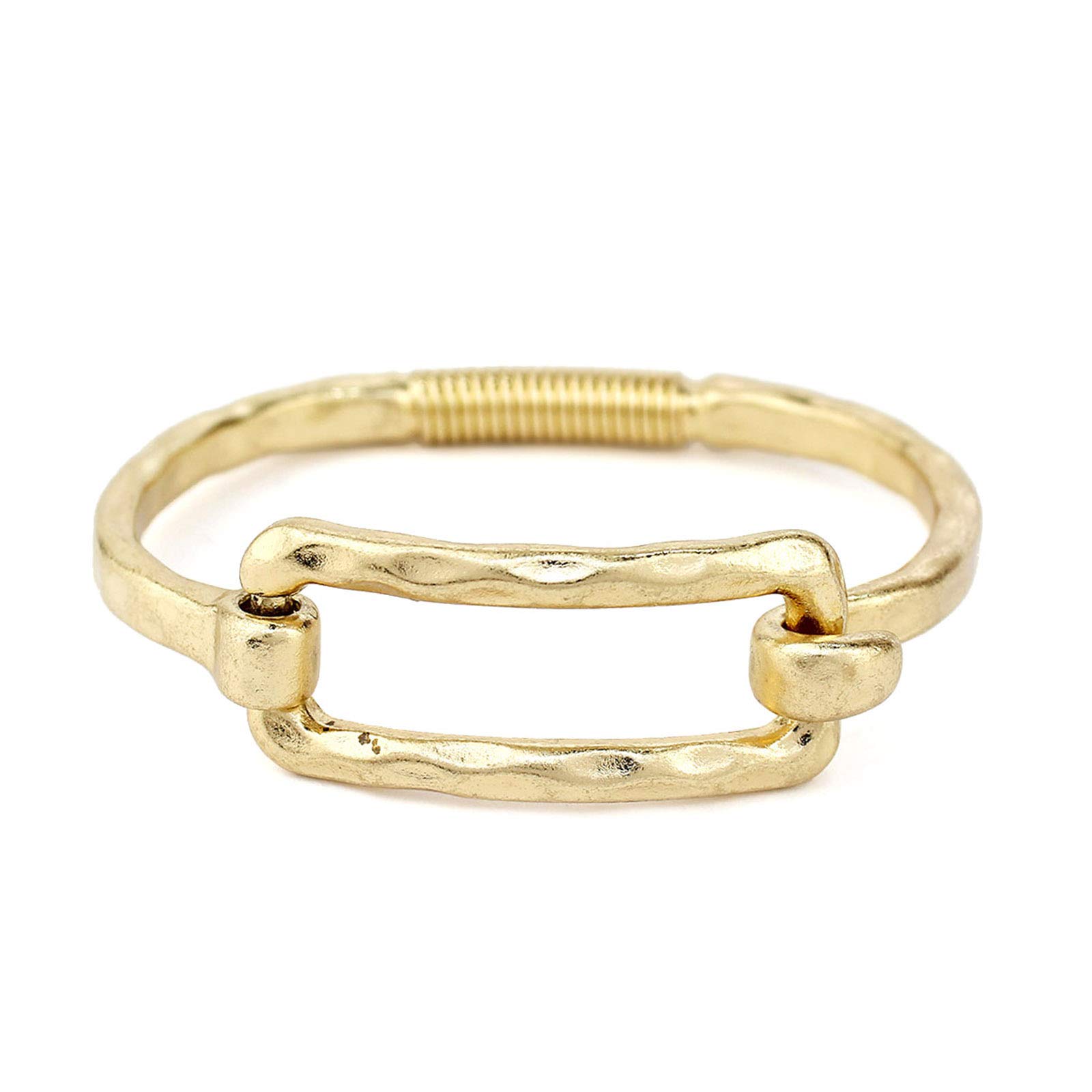 POMINA Chunky Gold Fashion Bangle Cuff Bracelet Geometric Shape Tension Bangle Wide Thick Chain Stretch Gold Bracelet for Women Teen (Square Gold)