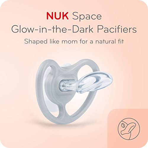NUK Space Orthodontic Pacifier, 0-6 Months 2 Count(Pack of 1)
