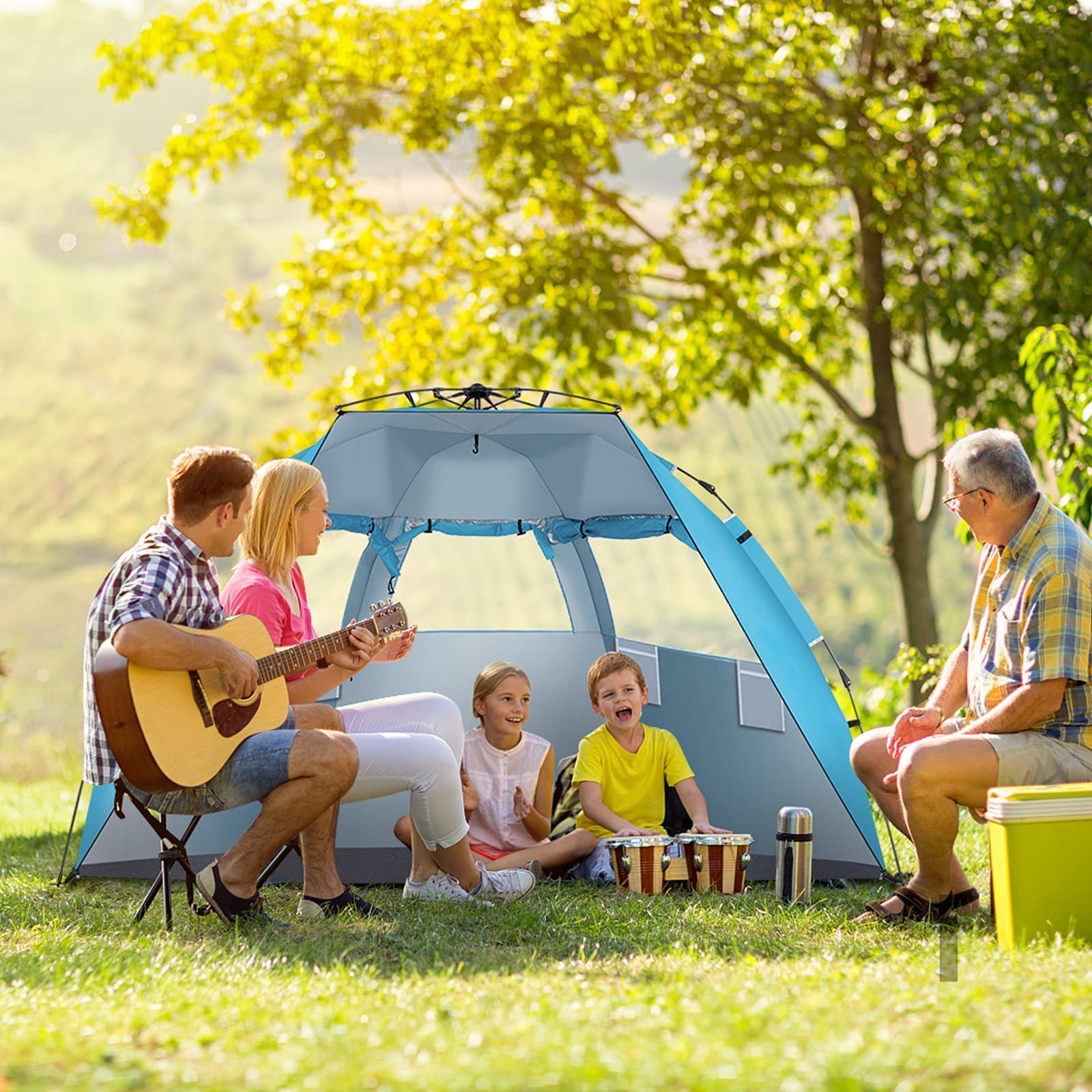 VINGLI Easy Pop Up Beach Tent, 99" L Large Sun Shade Shelter for 4-5 Person with Bag, UPF 50+ Sun Shelter Canopy