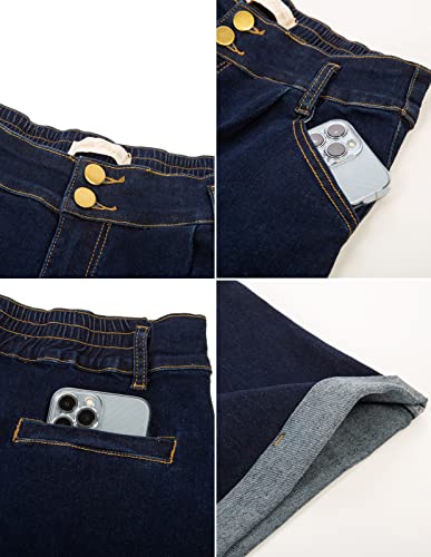Women's Denim Shorts Blue Jean Shorts Mom Shorts Stretchy Denim Hot Short (Deep Blue 682,XL)