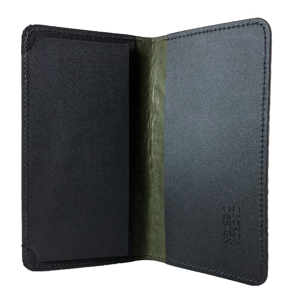 Oberon Design Celtic Oak Embossed Genuine Leather Checkbook Cover, 3.5x6.5 Inches, Fern Color, Made in the USA