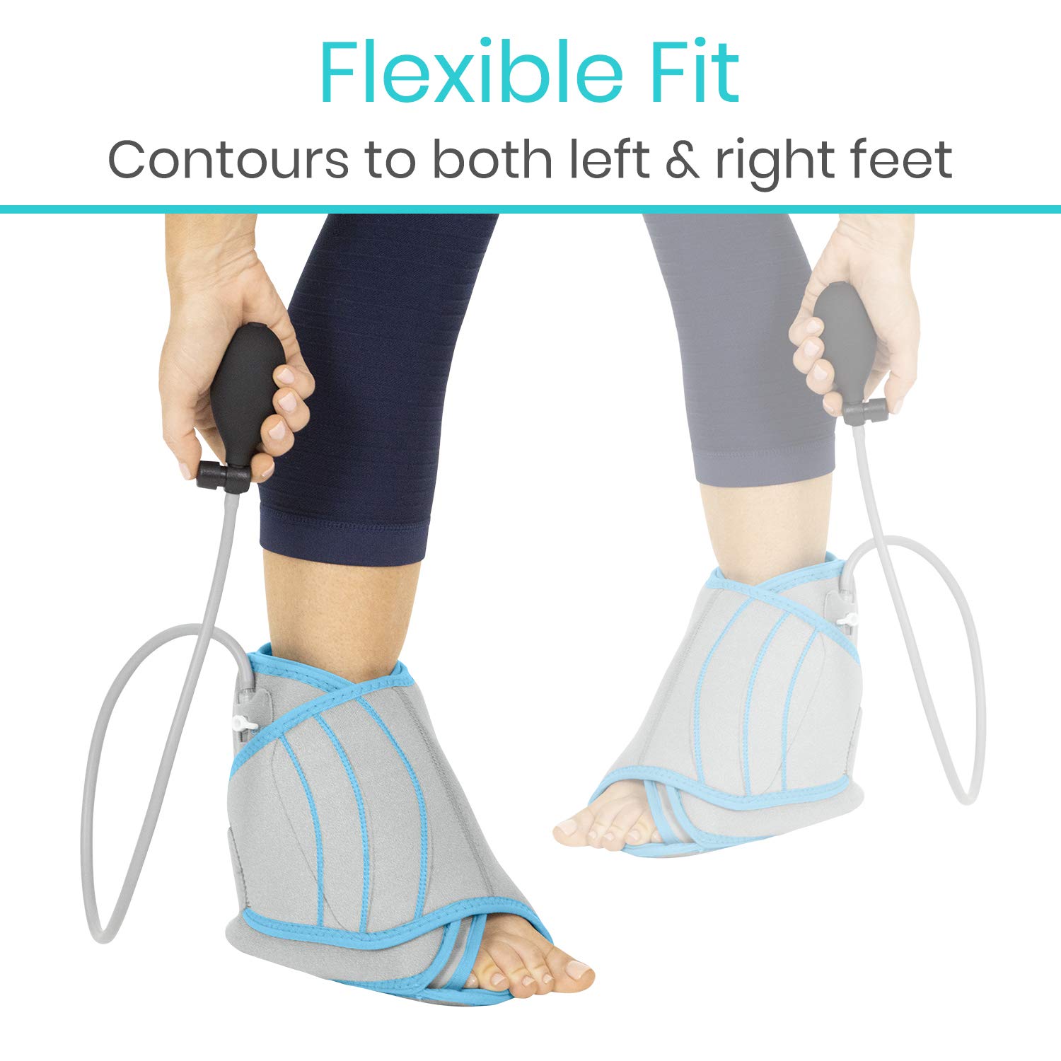 Vive Compression Ankle Ice Pack Wrap for Foot Pain Relief - Soft Cold Brace for Recovering Injuries - Support for Swelling, Sprains, & Fractures - Filled with Reusable Gel, Fits Small & Large Feet